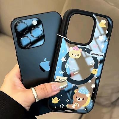 睡帽轻松熊适用苹果16promax磁吸手机壳iPhone13高级15pro透明12/11新款