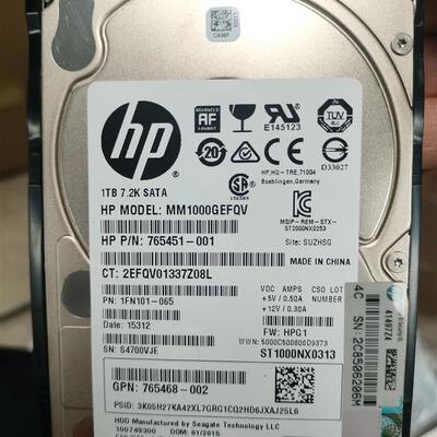 惠普HP  765868-001 1T 7.2K SATA 6G 2.5硬盘 765468-002