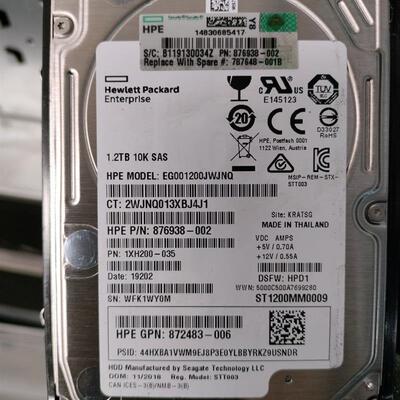 HP/惠普 787648-001 1.2T 10K SAS 12G 2.5 J9F48A 拆机原装硬盘