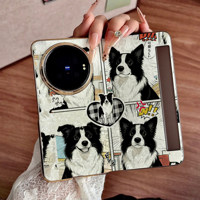 牧犬漫记适用vivo X Fold6手机壳女新款时尚vivoXfold5折叠屏贝壳纹电镀翻盖皮纹防摔保护套