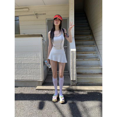 吓死香蕉印花网球裙裤