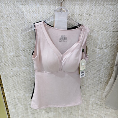 雅仙柔65820蚕丝保暖背心女修身无袖内搭免穿文胸不臃肿打底上衣