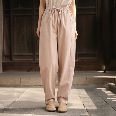 新中式纯棉小脚裤女萝卜裤