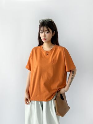 歆和纸袋09141线条小熊刺绣纯棉圆领短袖T恤简约宽松显瘦百搭大牌