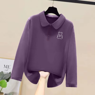 纯棉Polo领休闲大码卫衣女秋冬