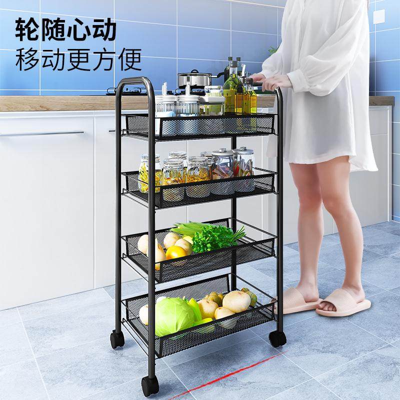 Kitchen rack floor multi-storey removable trolley Rack Rack_虎窝淘