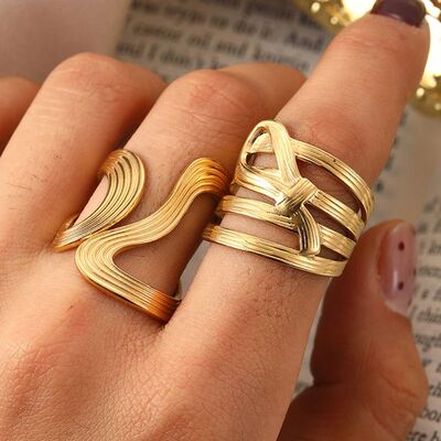 Sainless Seel Irregular Open Ring Se for Women Exquisie Geom