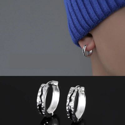 1Pair ndy Male Hoops Earrings Black Dropped Lava Design Ear