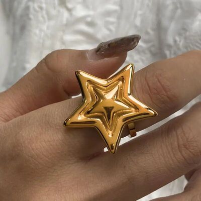 Minimalis Sainless Seel Large Five-Poined Sar Rings for Wome