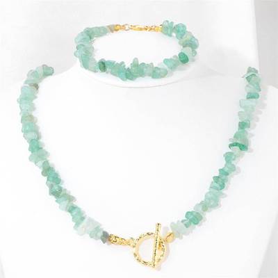 Bohemia Natural Chip Stone Necklace Bracelet OT Buckle Chain