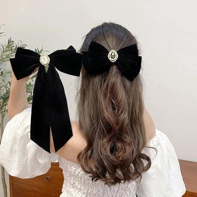 Women Big Bow Hairpin New Black Velvet Bowknot Hair Clips fo
