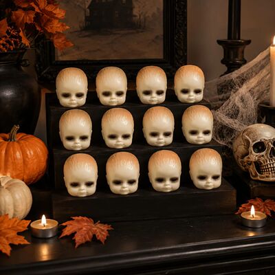 12Pcs Halloween Christmas Doll Skulls Realistic White Plasti