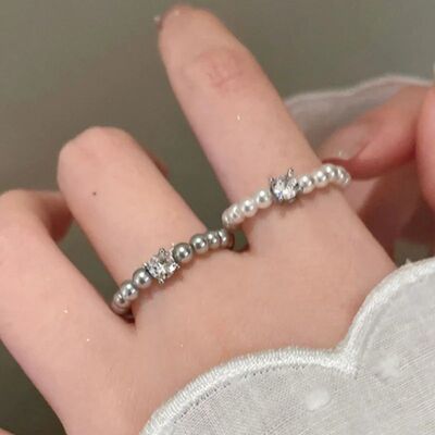 Fashion Pearl Zircon Rings for Women Exquisie Whie Irregular
