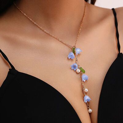 Tassel Valley  Flower Pendan Necklace for Women Exquisie Pea