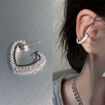 cate Zircon Heart Shape Clip Earrings Female Buckle Ear Cuff