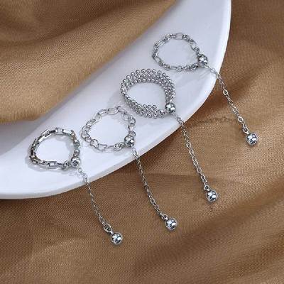 Multilayer Rings For Women Finger Chain Link White Gold Thic