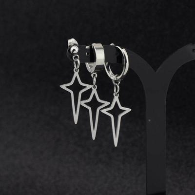 Neutral style stainless steel cross star earrings