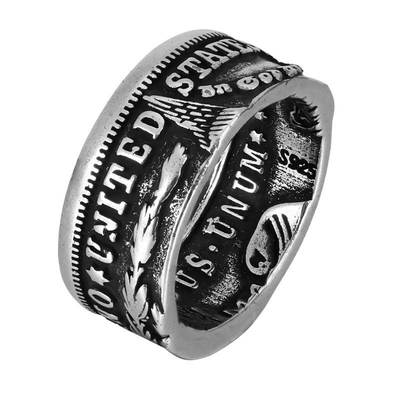 Morgan Silver Dollar Coin Ring 'Heads' Silver Plated Handmad