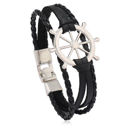 Individualiy Punk Originaliy Nauical wind Leaher Bracele Sim