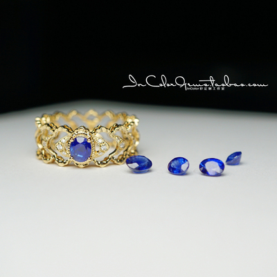 天然k金蓝宝石戒指定制