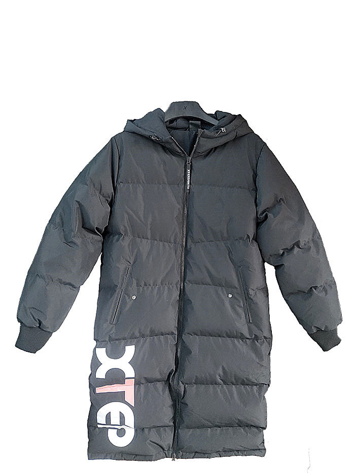 特步拉链灰鸭绒新品女子连帽子保暖防风宽松羽绒服981428190118