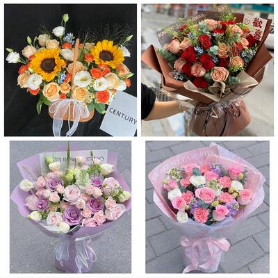 向日葵玫瑰混搭花束送朋友湘潭市雨湖岳塘区九华湘潭县同城鲜花店