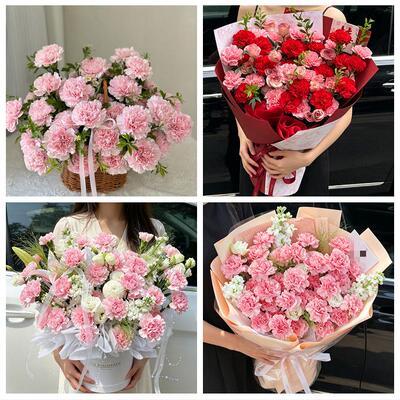 咸阳市泾阳县乾县礼泉永寿县同城鲜花店送康乃馨百合长辈生日花束