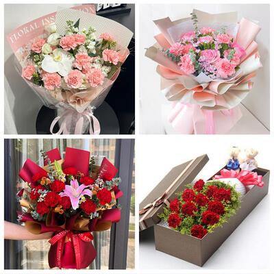 上海市浦东新区书院万祥老港同城鲜花店38节康乃馨百合花束送长辈