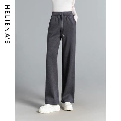 海兰丝羊绒加绒加厚阔腿针织裤