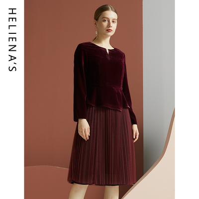 金丝绒气质优雅海兰丝连衣裙