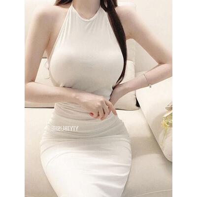 当天发 51STUDIO自制MP600性感辣妹纯欲风~显身材挂脖吊带连衣裙