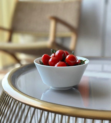 出口纯白骨瓷高足不烫手4.25英寸260ml小面碗汤碗米饭碗