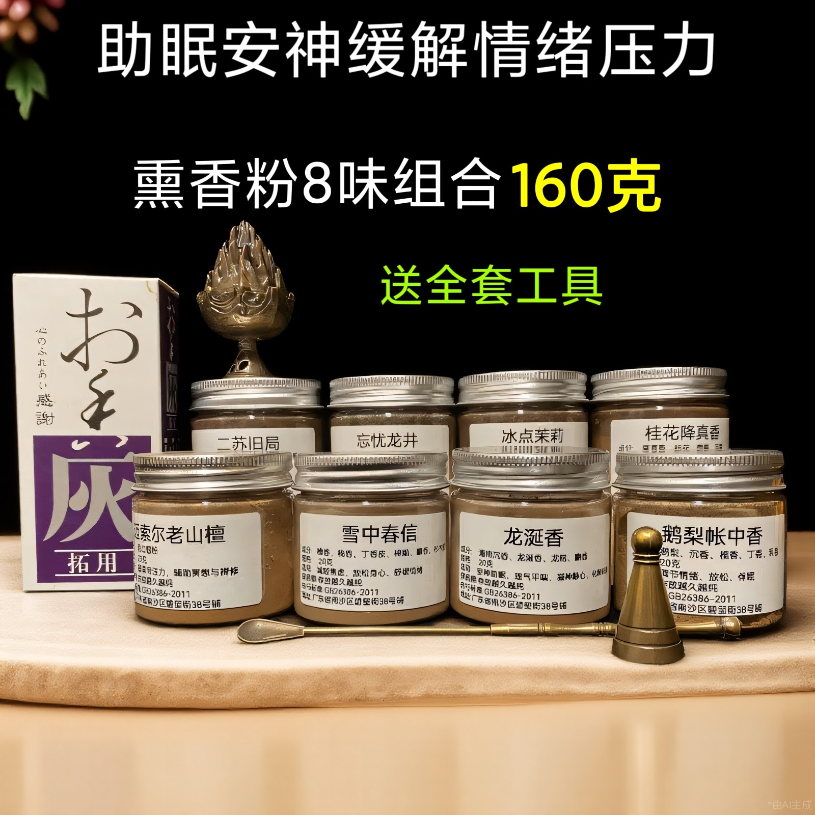 打香篆熏香沉香粉檀香粉安神助眠天然无添加持久香薰香道忘忧龙井