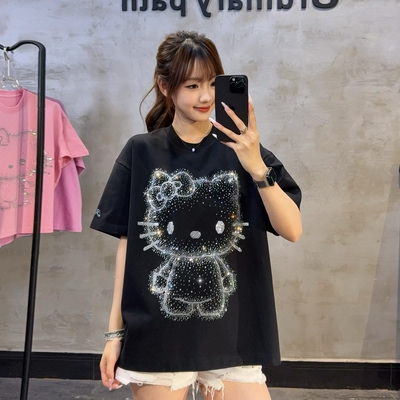 爆闪KITTY猫甜酷风高品质大版TEE
