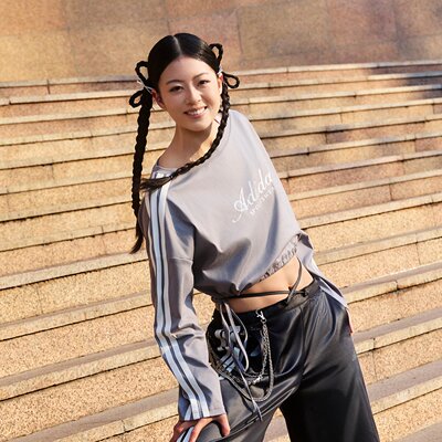 Adidas阿迪达斯正品新款下摆抽绳短款女长袖T恤KX8924