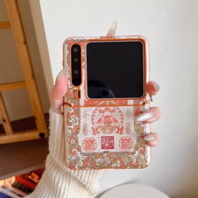 适用华为PuraX折叠屏手机壳荣耀MagicVFlip2小米MixFlip2壳膜一体新年三星zflip7摩托罗拉50发财FE斜跨50手绳