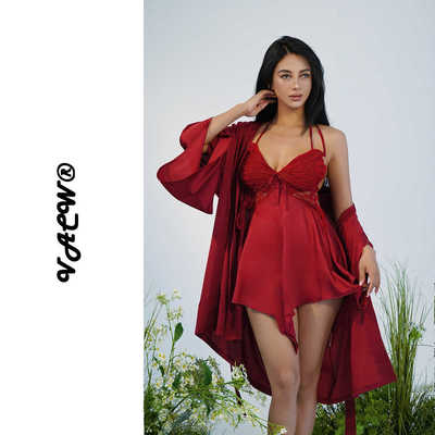 满满高级感~含胸垫绝美缎面套装