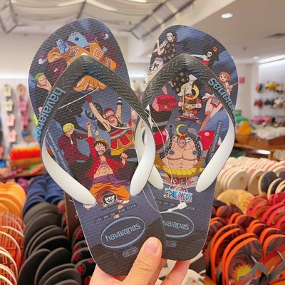 新款Havaianas巴西哈瓦那TOP海贼王联名款人字拖男夏季外穿拖鞋防