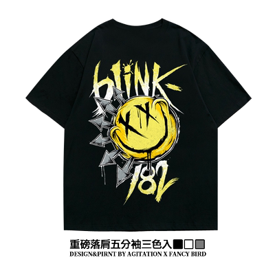 落肩oversize摇滚美式短袖T恤