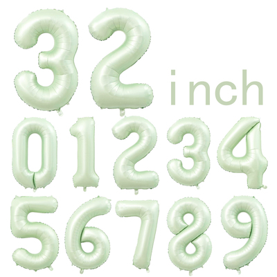 32寸中号美版橄榄绿数字生日气球 周岁派对户外场景布置 铝膜气球