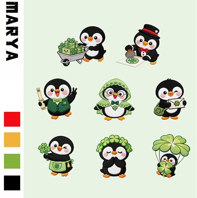 四叶草企鹅刺绣布贴衣服补丁贴缝制熨烫贴帽子包包围巾装饰贴自粘