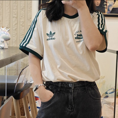 Adidas三叶草 男女运动休闲潮流复古侧条纹短袖T恤 IU0217 IS1413