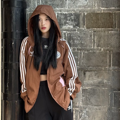 Adidas三叶草 男女运动休闲潮流复古连帽夹克外套 JL8358 JL8359