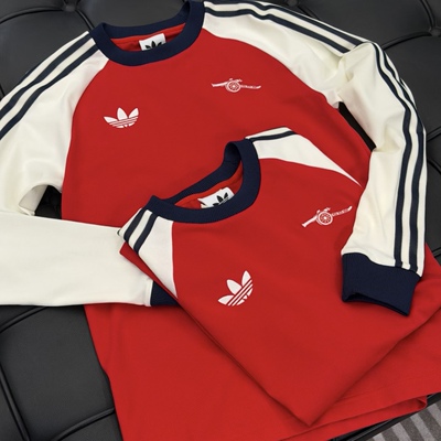 Adidas三叶草 阿森纳男子运动休闲潮流足球复古长袖T恤 KB1824