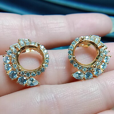 925银耳钉空托女圆形10*10吊坠