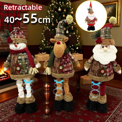 Retractable Santa Claus Snowman Elk Doll Plush Children Xmas