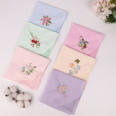 60 cotton handkerchiefs, butterfly flower lace