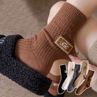 Winter Keep Warm Cozy Socks Thicken Pile Mid Socks Fashion E