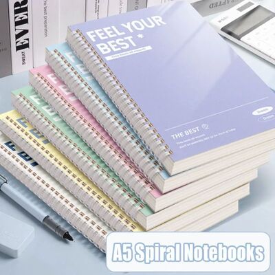 60Sheets/Book A5 Spiral Notebooks Perforated Pages Horizonta