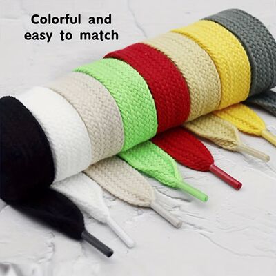 1 Pair 20mm Widen Flat Colored Polyester Cotton Shoelaces fo